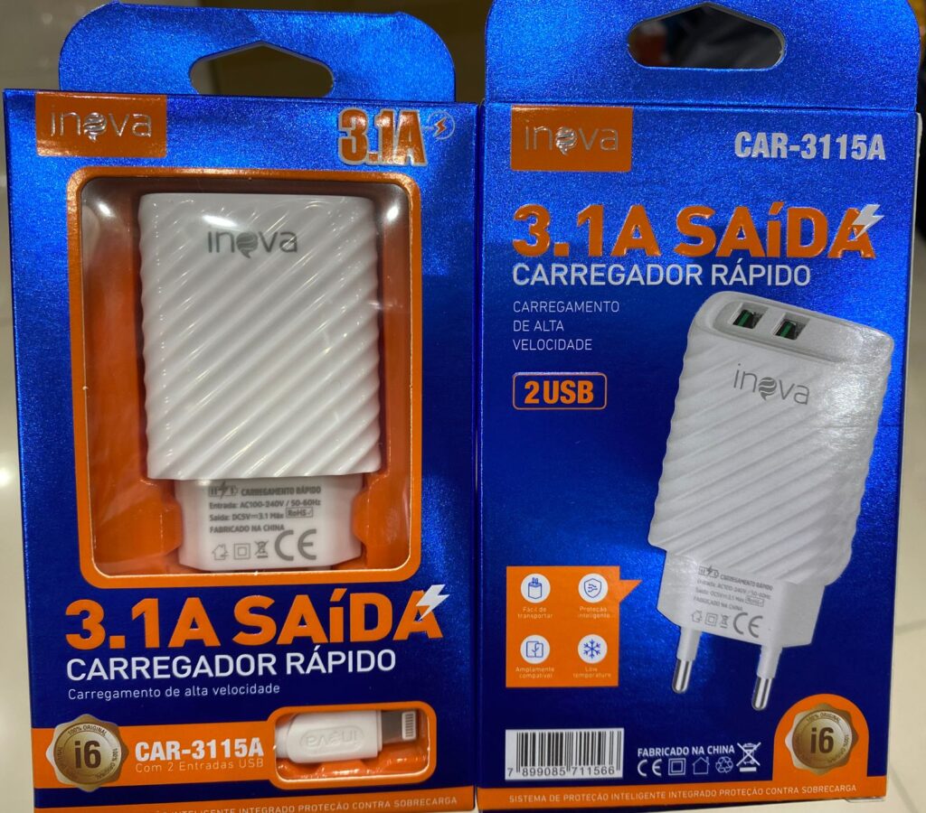 Carregador Inova Car-3115a Iphone 3.1A 2usb – WZH Eletronico