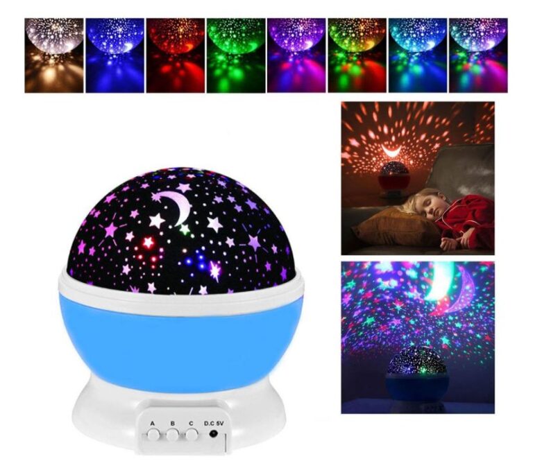 Luminária Abajur Projetor Lua E Estrelas Giratória – WZH Eletronico