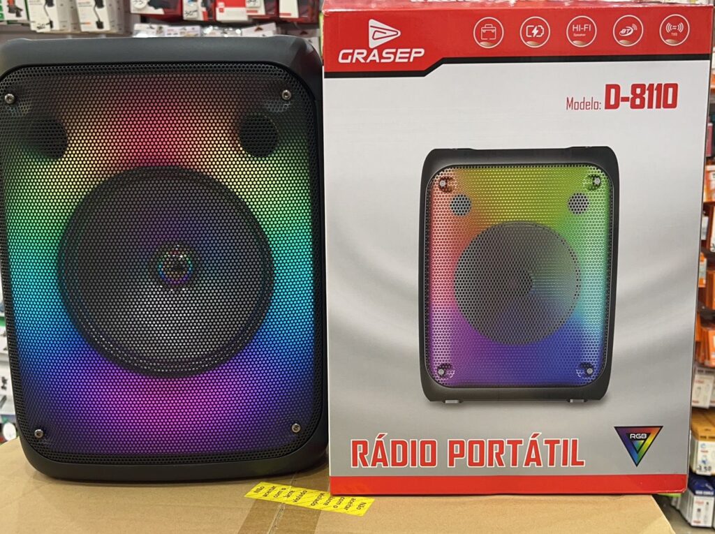 Caixa De Som Bluetooth GRASEP D-8110 Com LED RGB 8” – WZH Eletronico