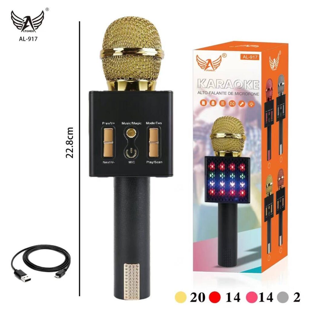 Microfone Karaoke Sem Fio ALTOMEX AL-917 Bluetooth – WZH Eletronico