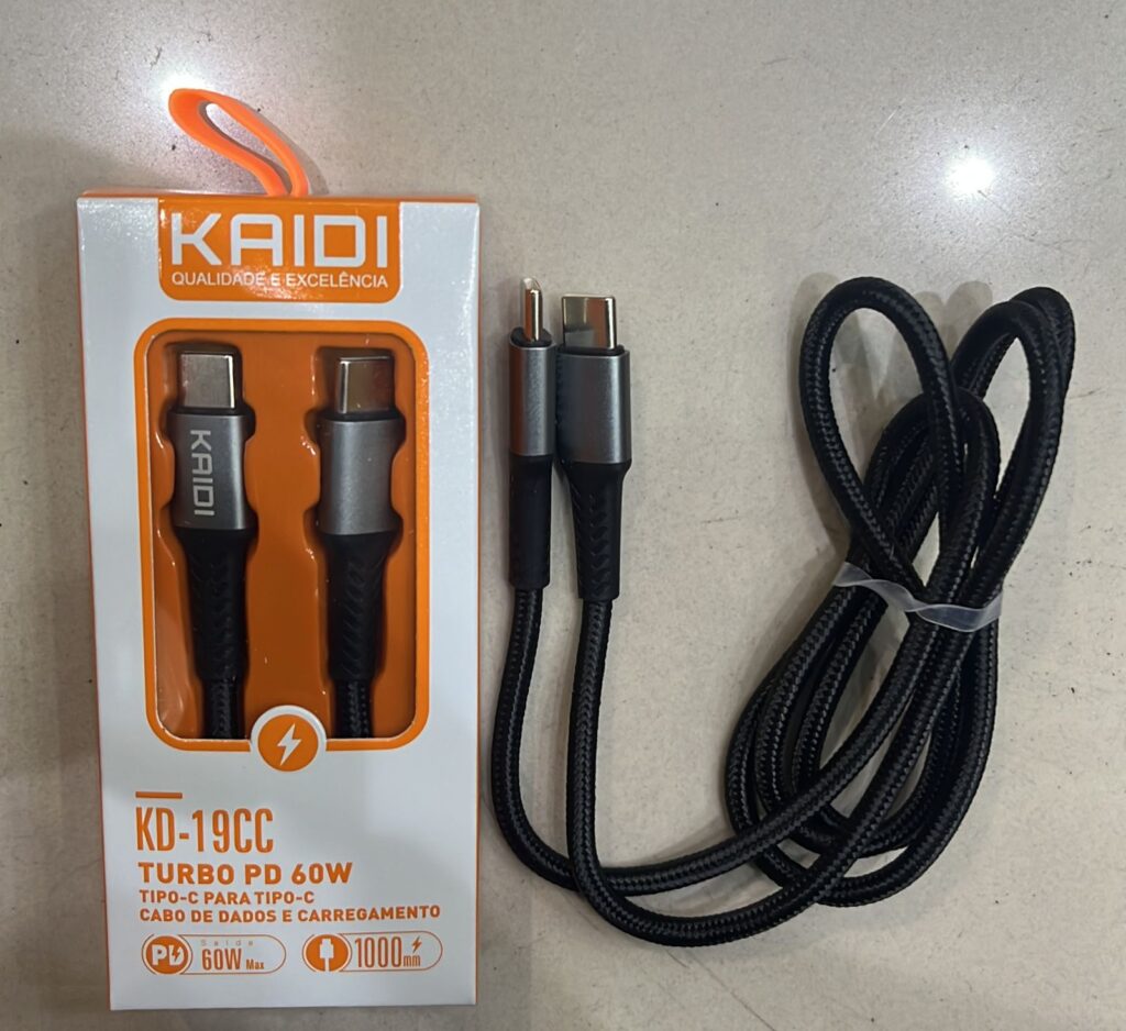 Cabo Kaidi KD-19CC Type C Para Type C Rapido 1M 30w Turbo – WZH Eletronico