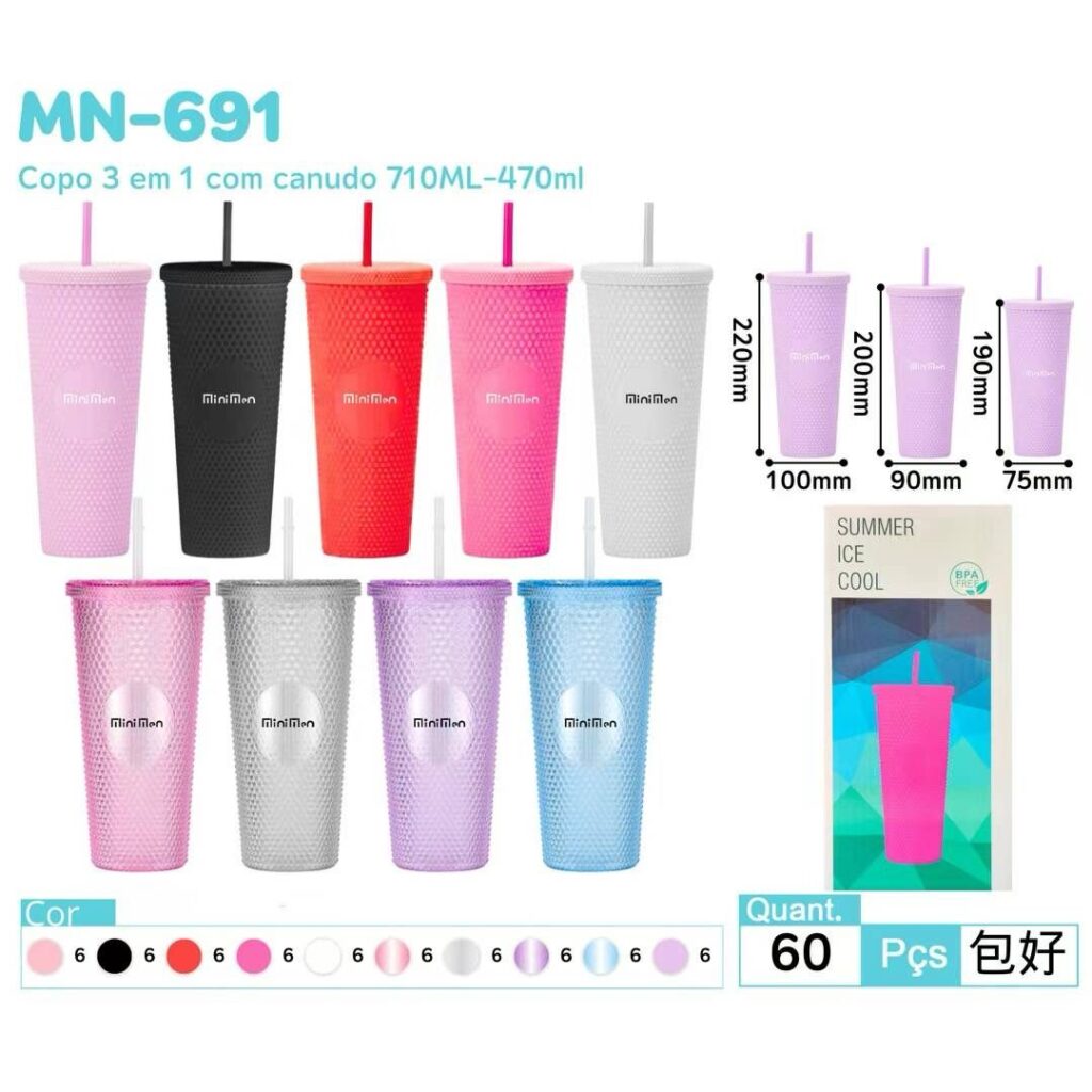 Copo 3 Em 1 Com Canudo 710ml-470ml – WZH Eletronico