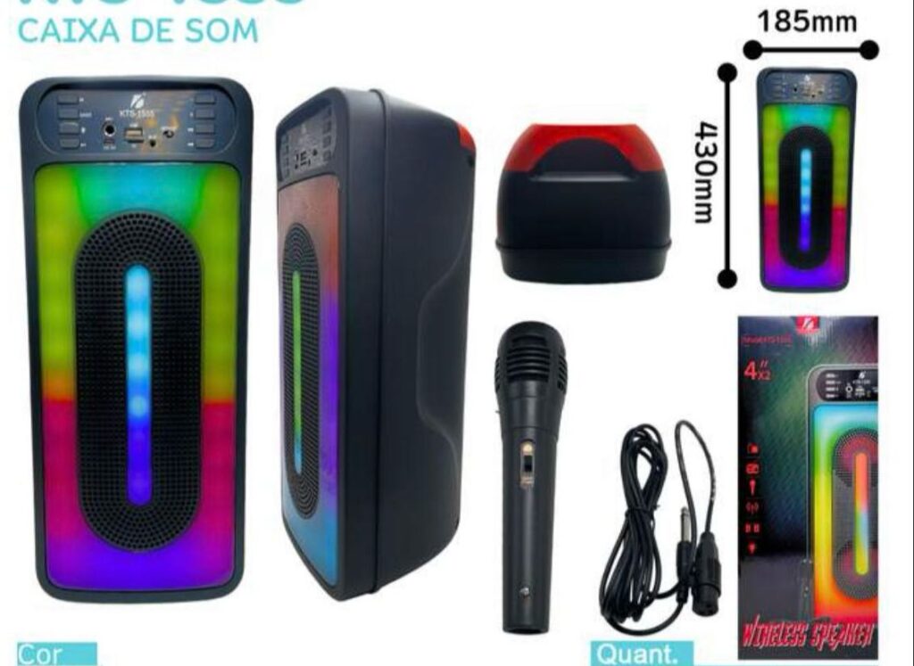 Caixa De Som Bluetooth KTS-1555 Com LED RGB/Microfone – WZH Eletronico