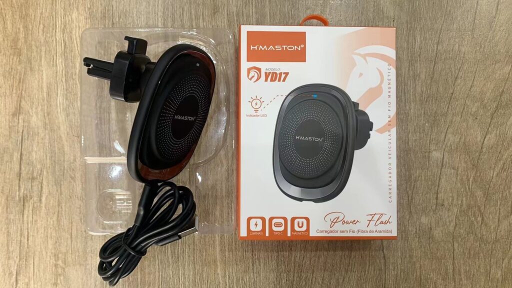 Suporte Veicular Para Celular H’maston YD17 Com Carregador Sem Fio ...