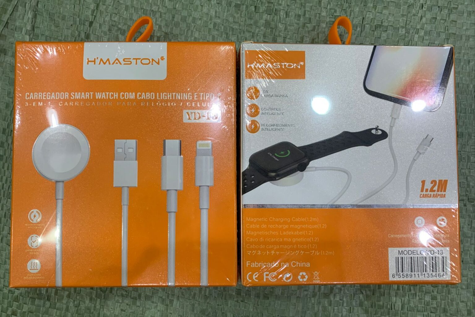 Carregador Smart Watch H’maston YD-13 Com Cabo Lightning E Tipo-c – WZH ...