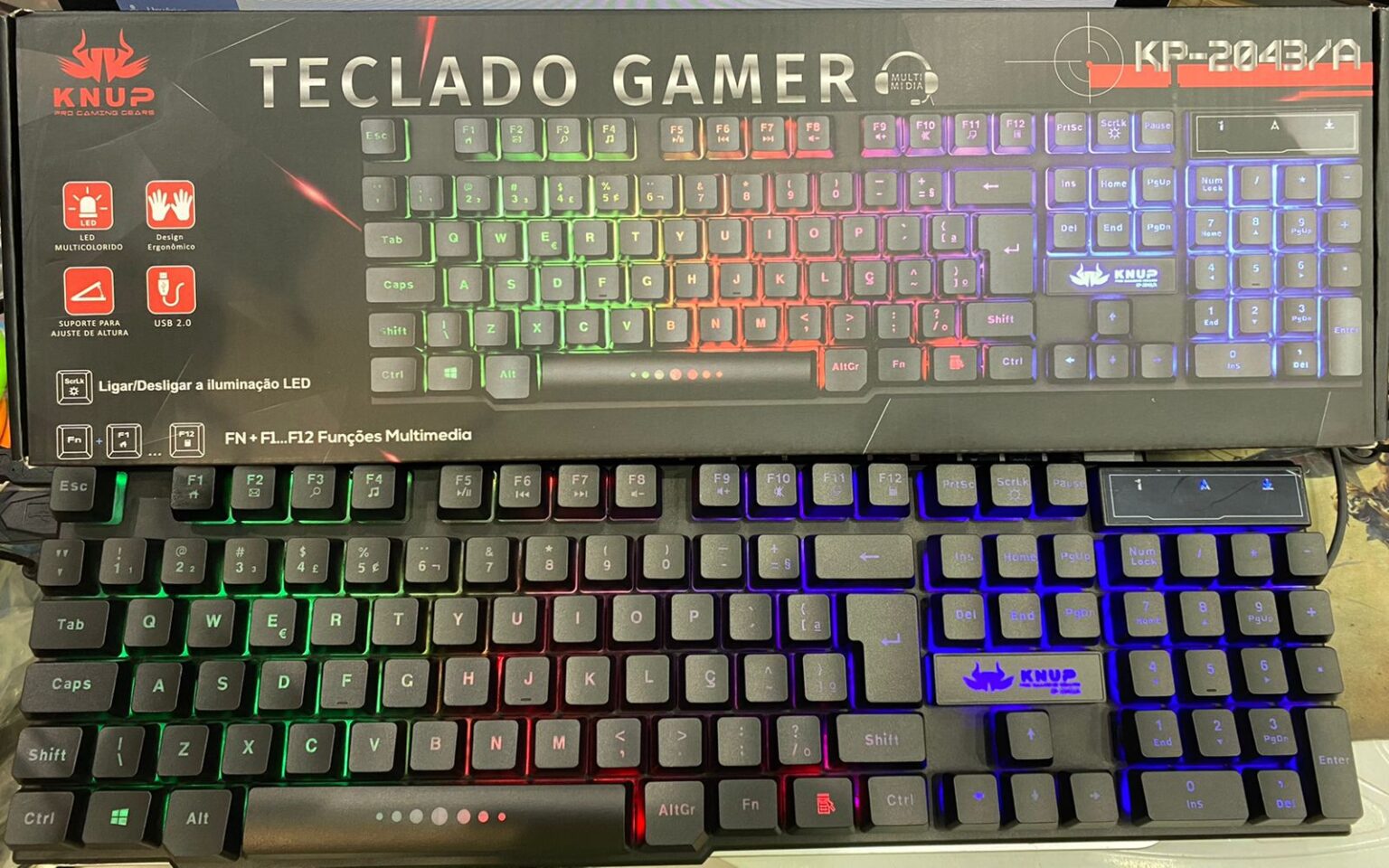 Teclado gamer Knup KP-2043 Com luz RGB – WZH Eletronico